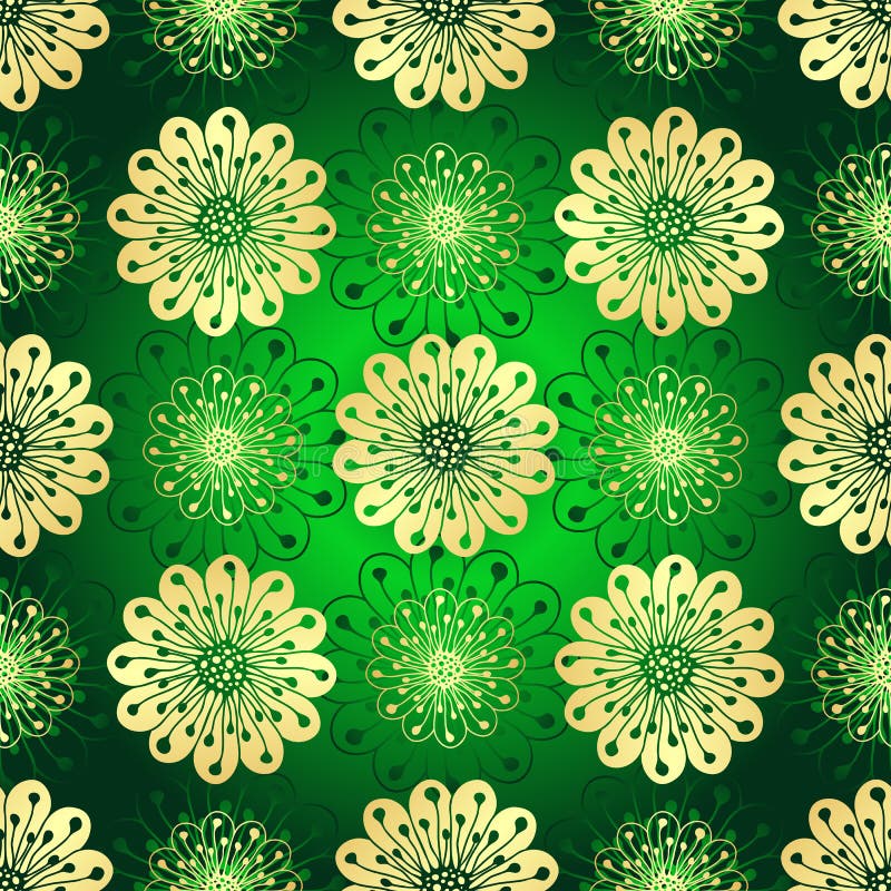 Vintage Green Seamless Pattern Stock Vector - Illustration of pattern ...