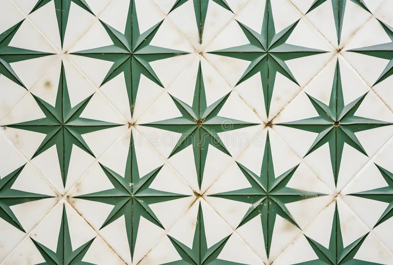 Vintage Green Star Tile Pattern Boho Style Stock Illustration ...