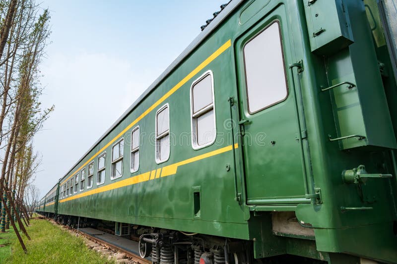 Vintage Green Train Carriage Stock Photo - Image of green, carriages ...