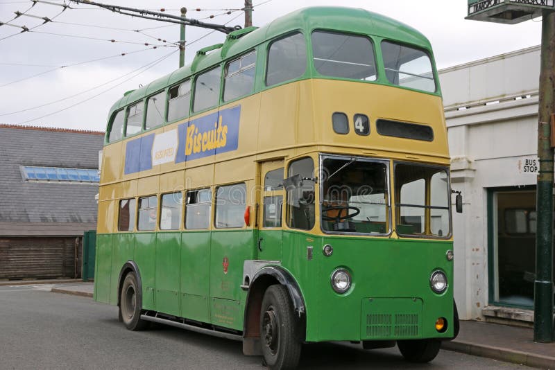 Vintage double decker bus editorial photography. Image of yellow ...