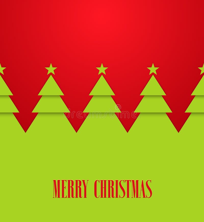 Vintage Greeting Card with Christmas Trees. Stock Vector - Illustration ...