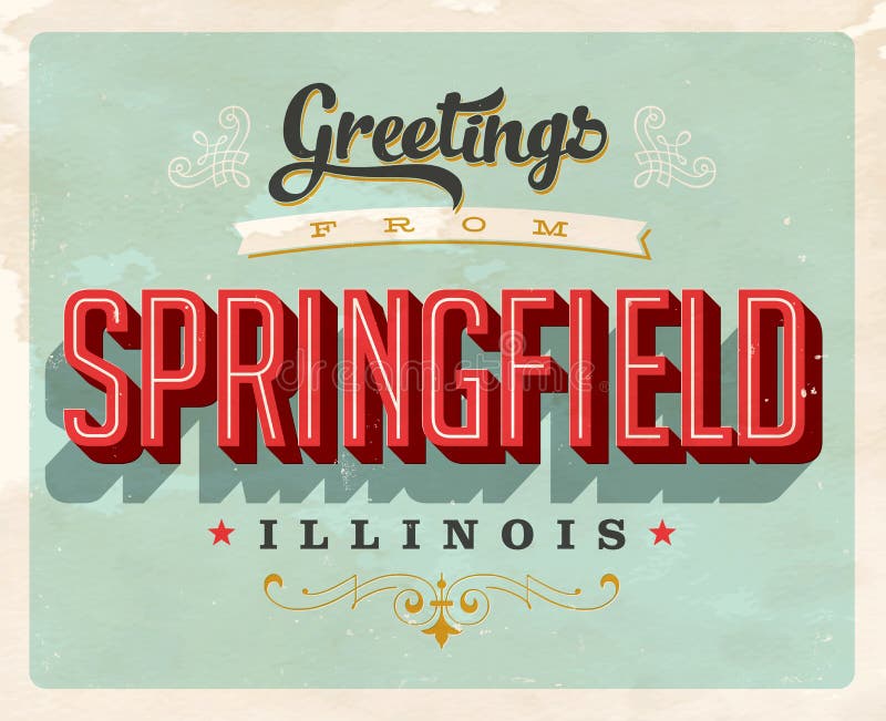 Vintage Greetings from Springfield Vacation Card Stock Vector ...