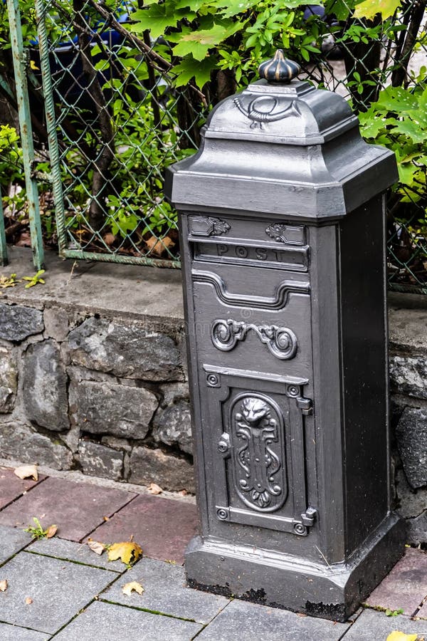 Vintage grey post box stock image. Image of style, mail - 274312585