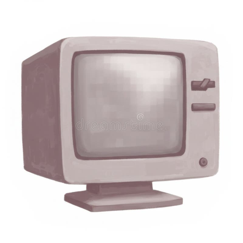Vintage Grey Television Illustration Stock Illustration - Illustration ...