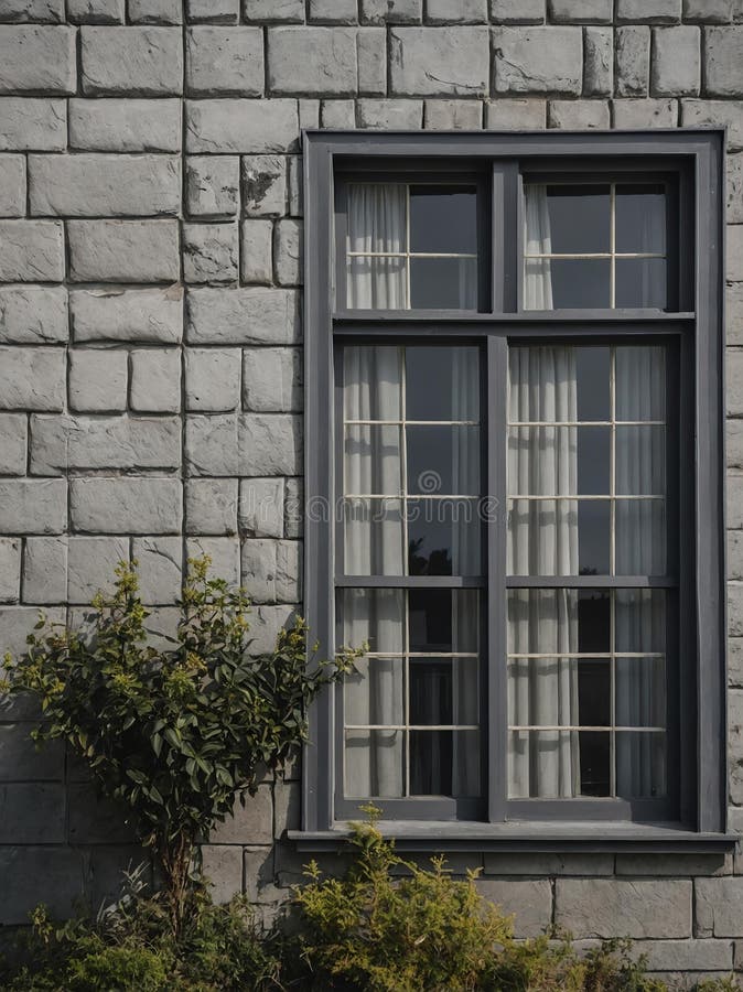 Vintage Grey Theme House with Square Windows Portrait Ai Generated ...