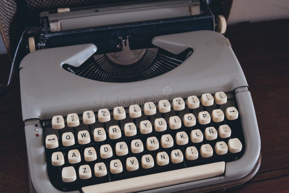 Vintage Grey Typing Machine Stock Photo - Image of typewriter ...