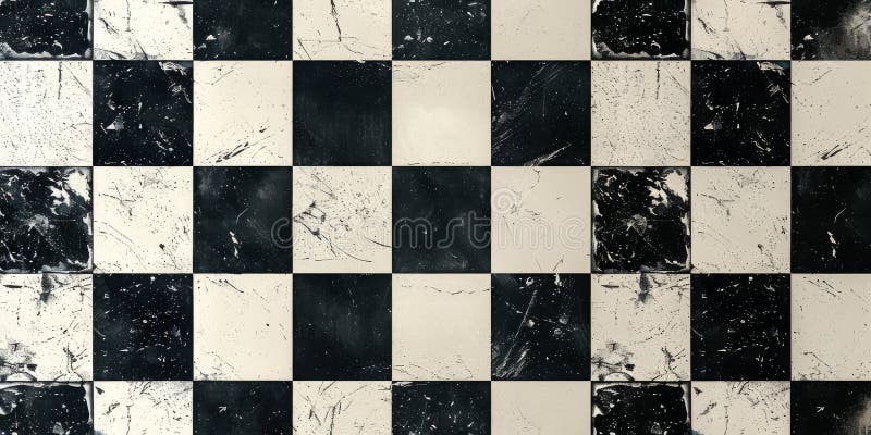 Vintage Grunge Checkerboard Pattern with Distressed Black and White ...