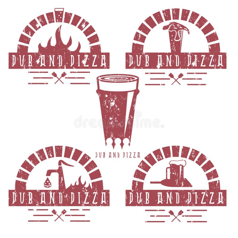 Vintage Grunge Labels Set of Pub Stock Vector - Illustration of logo ...