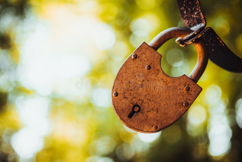 Vintage Grunge Metallic Old Lock Stock Photo - Image of cracks, barn ...