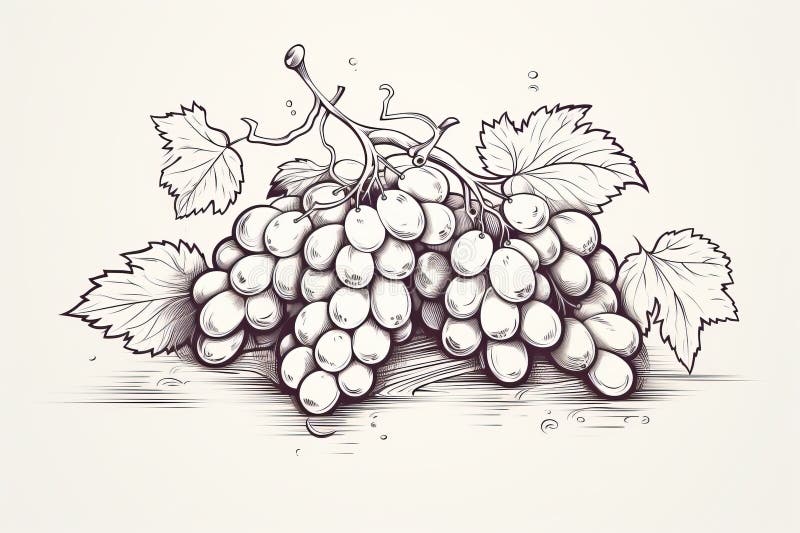 Vintage Grunge Texture of Abstract Dotted Grape Bunch on White ...