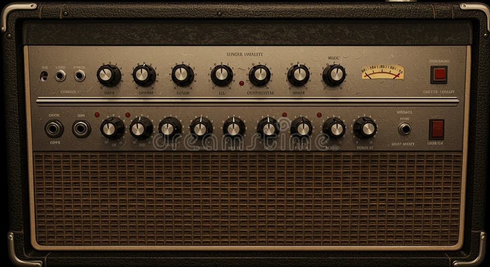 Vintage Guitar Amplifier with a Classic Design Featuring a Silver ...