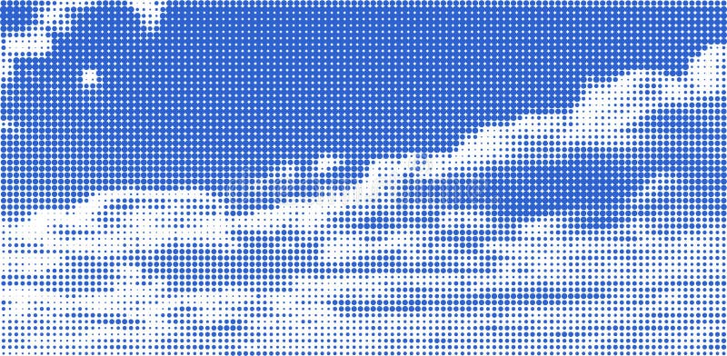 Vintage Halftone Blue Sky and Clouds. Vintage Pop Art Style with Dotted ...