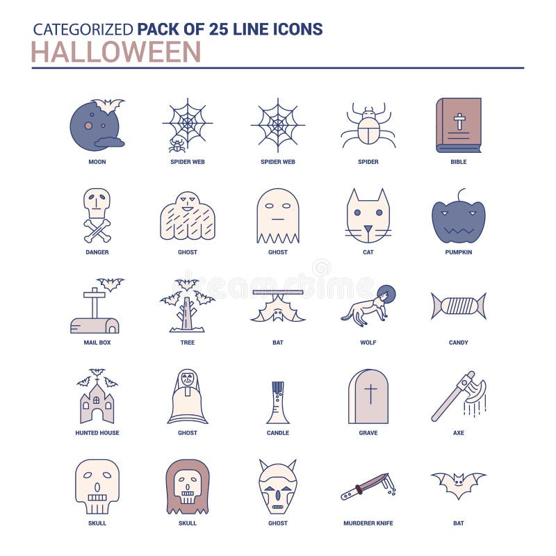 Vintage Halloween Icon Set - 25 Flat Line Icon Set Stock Vector ... Vintage Halloween Icon Set - 25 Flat Line Icon Set Stock Vector ...