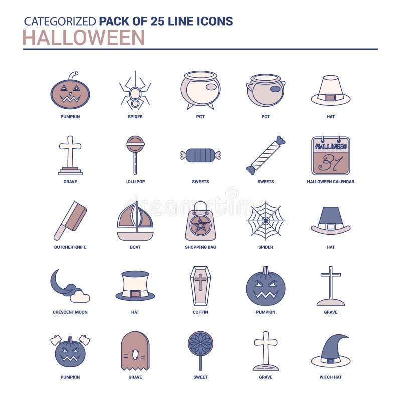 Vintage Halloween Icon Set - 25 Flat Line Icon Set Stock Vector ... Vintage Halloween Icon Set - 25 Flat Line Icon Set Stock Vector ...