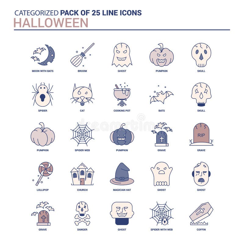Vintage Halloween Icon Set - 25 Flat Line Icon Set Stock Vector ... Vintage Halloween Icon Set - 25 Flat Line Icon Set Stock Vector ...