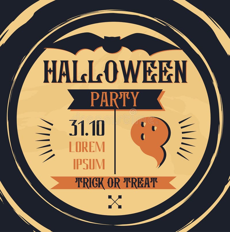 Vintage Halloween Poster with with the Bat Stock Vector - Illustration ...