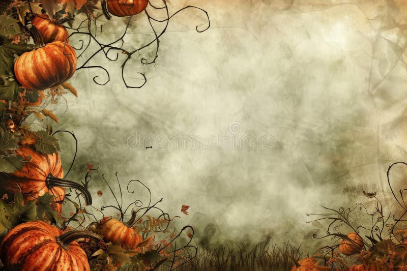 Vintage Halloween Pumpkin Patch Background Stock Illustration ...