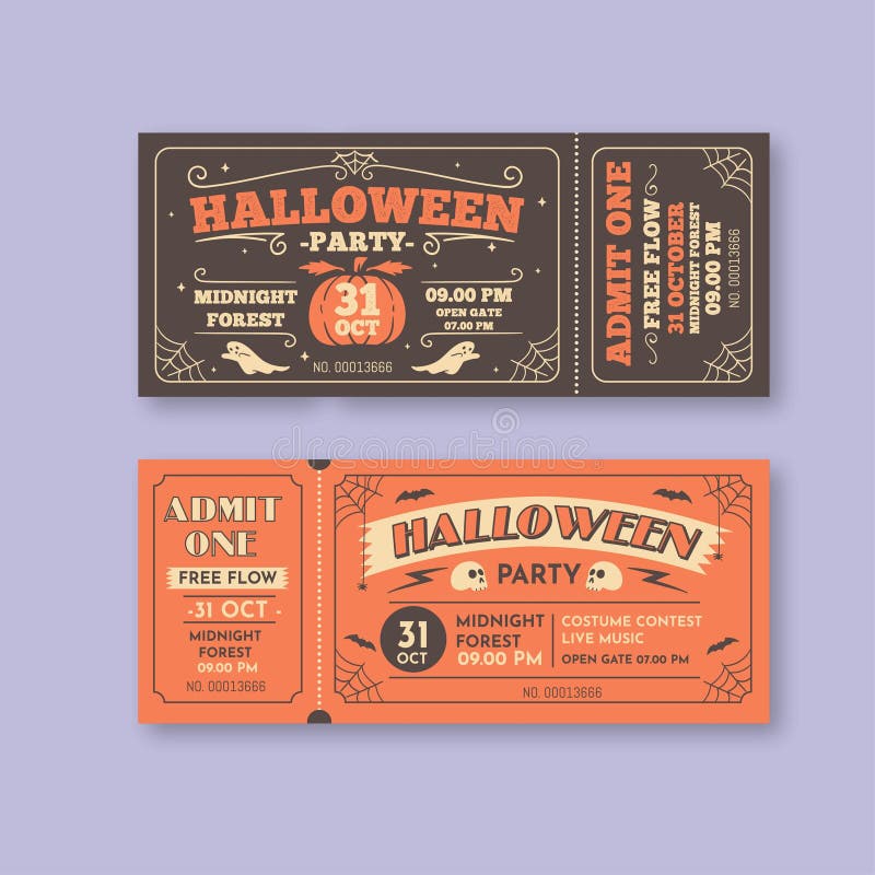 Vintage Halloween Tickets Vector Illustration Stock Vector ...