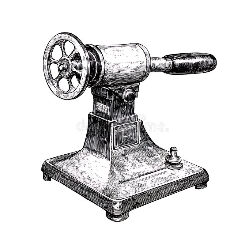 Vintage Hand-cranked Industrial Machine Stock Illustration ...