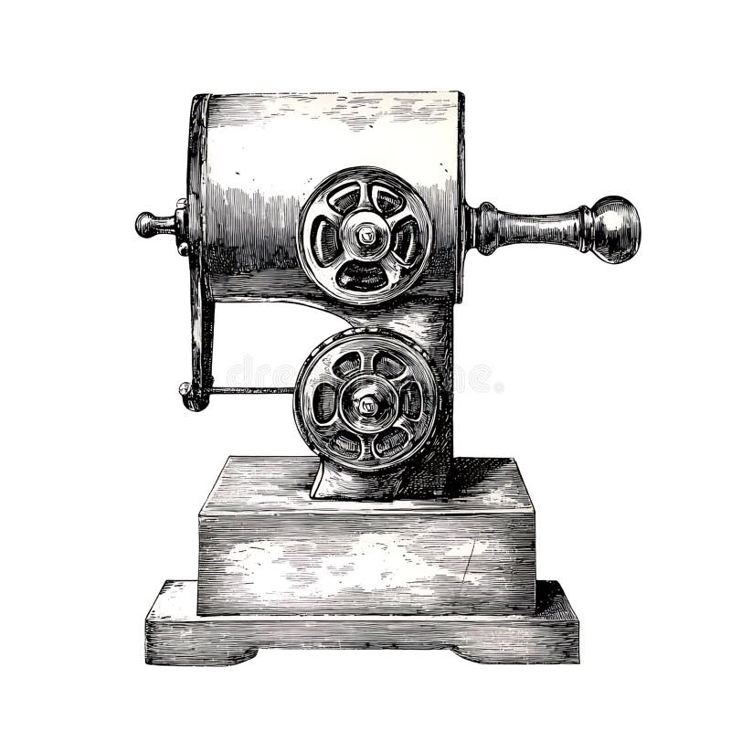 Vintage Hand-cranked Industrial Machine Illustration Stock Illustration ...