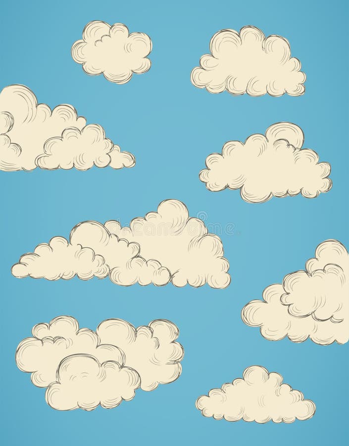 Vintage Cloud Set - Vector Illustration Stock Vector - Illustration of ...