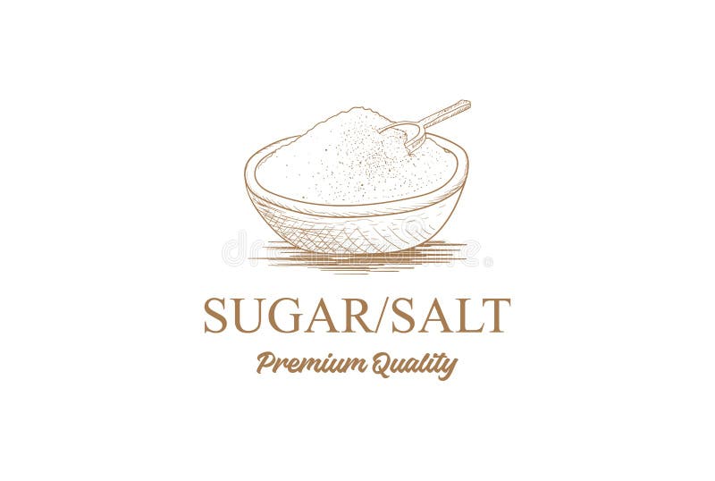 Vintage Hand Drawn Cup of Sugar or Salt for Seasoning Logo Design ...
