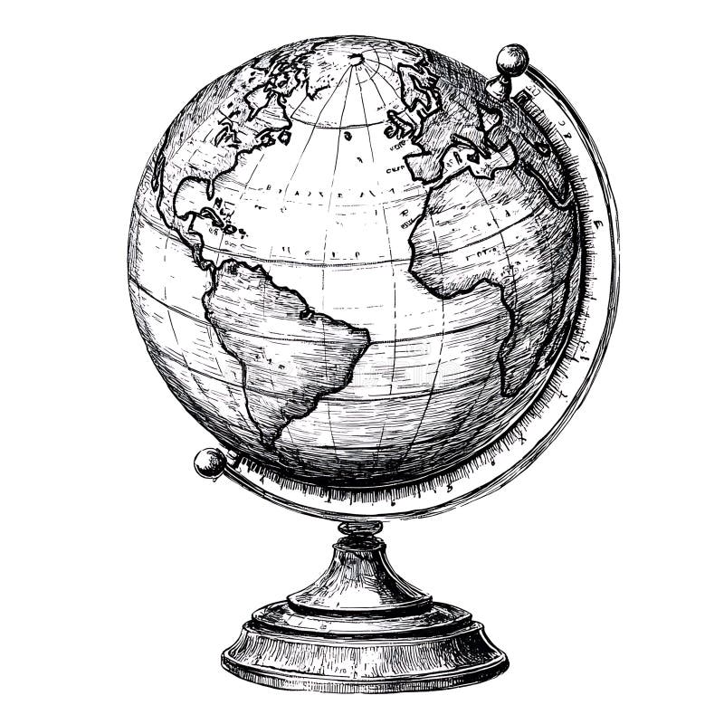 Vintage Hand-drawn Globe Illustration Stock Illustration - Illustration ...
