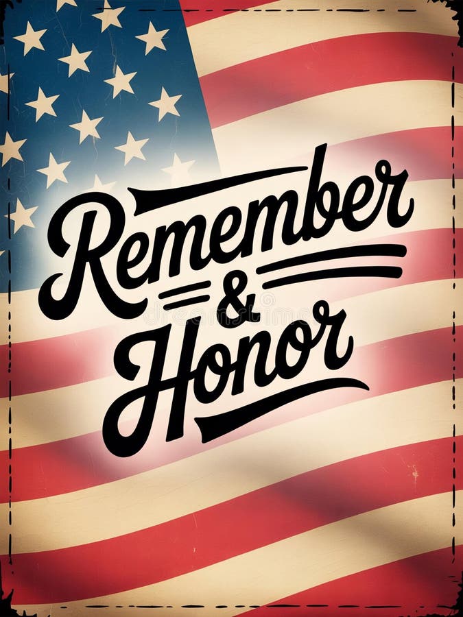Vintage Hand-Drawn Memorial Day Typography Poster Stock Image - Image ...