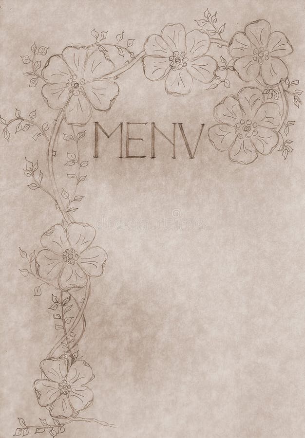 Vintage Hand Drawn Menu Card Cover Stock Illustration - Illustration of ...