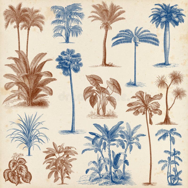 Vintage Palm Tree Pattern 61 Vintage Palm Tree Illustration Stock