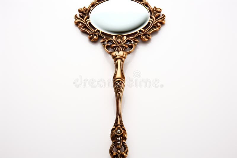 Vintage Hand Mirror Isolated on White, Included Clipping Path Stock ...