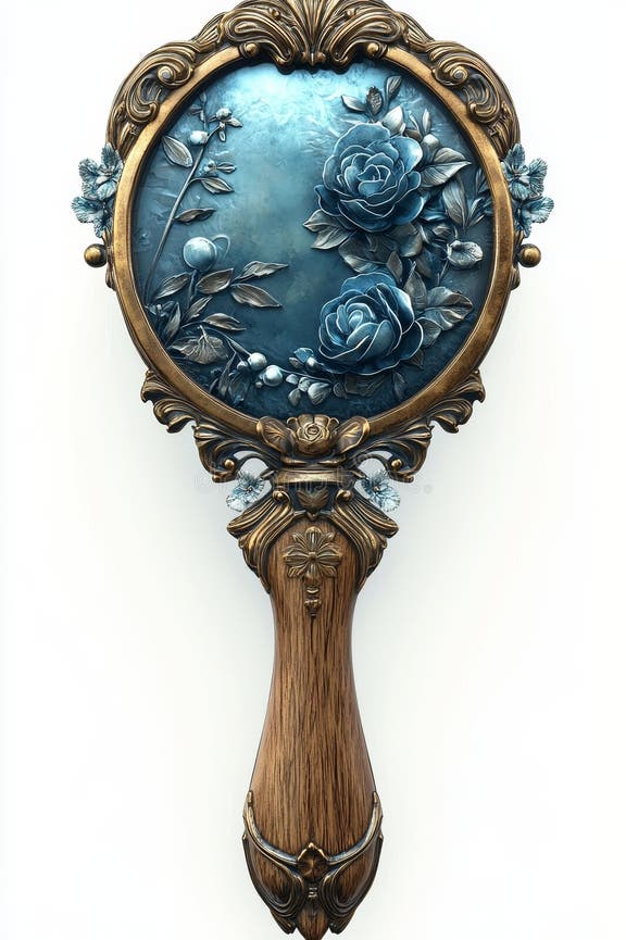 A Vintage Hand Mirror on a White Background, Featuring a Clipping Path ...