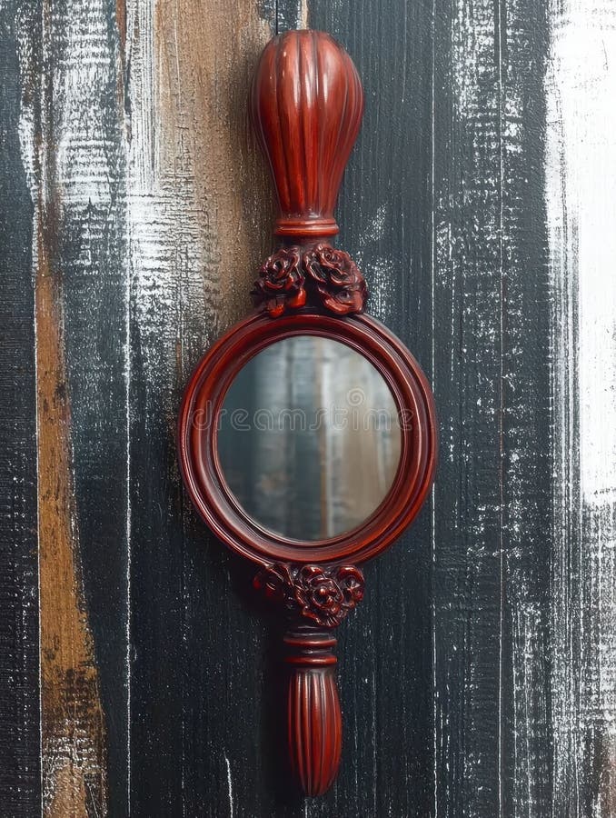 Vintage Hand Mirror with a Wooden Frame and Handle. Stock Illustration ...