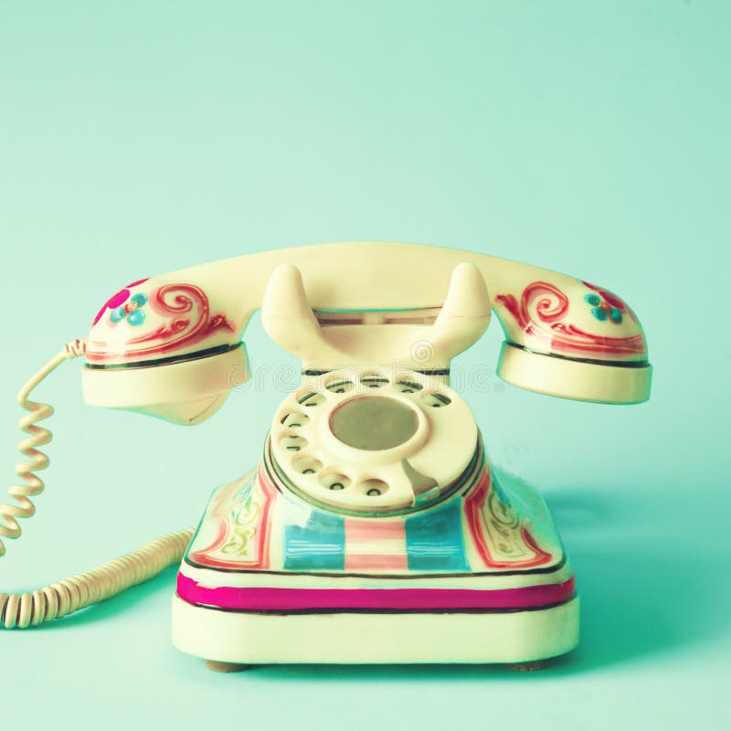 Vintage Hand-painted Telephone Stock Photo - Image of concept, color ...