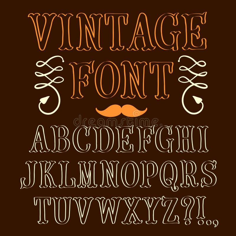 Vintage Hand Written Vector Font Stock Vector - Illustration of retro ...