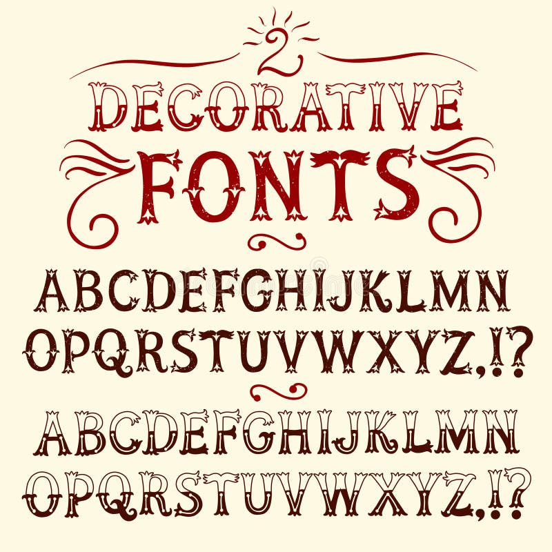 Vintage Hand Written Fonts Set Stock Illustration - Illustration of ...