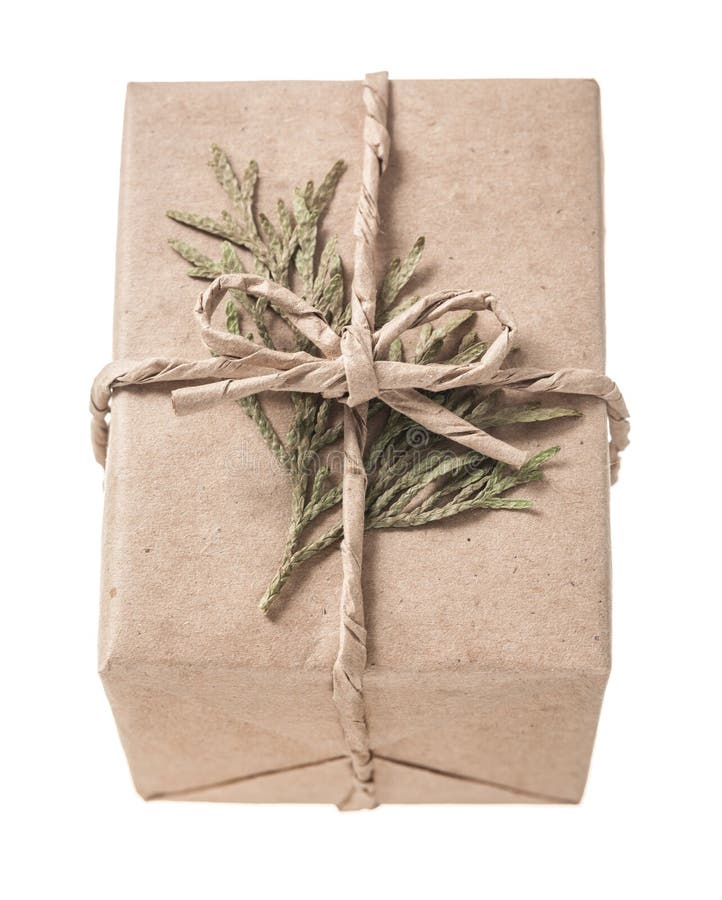 Vintage Handmade Gift Box Isolated on White Stock Photo - Image of ...