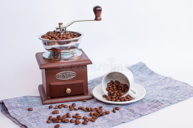 Vintage Handmade Wooden Coffee Grinder. Stock Photo - Image of hand ...