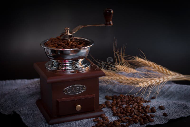 Vintage Handmade Wooden Coffee Grinder. Stock Photo - Image of grind ...