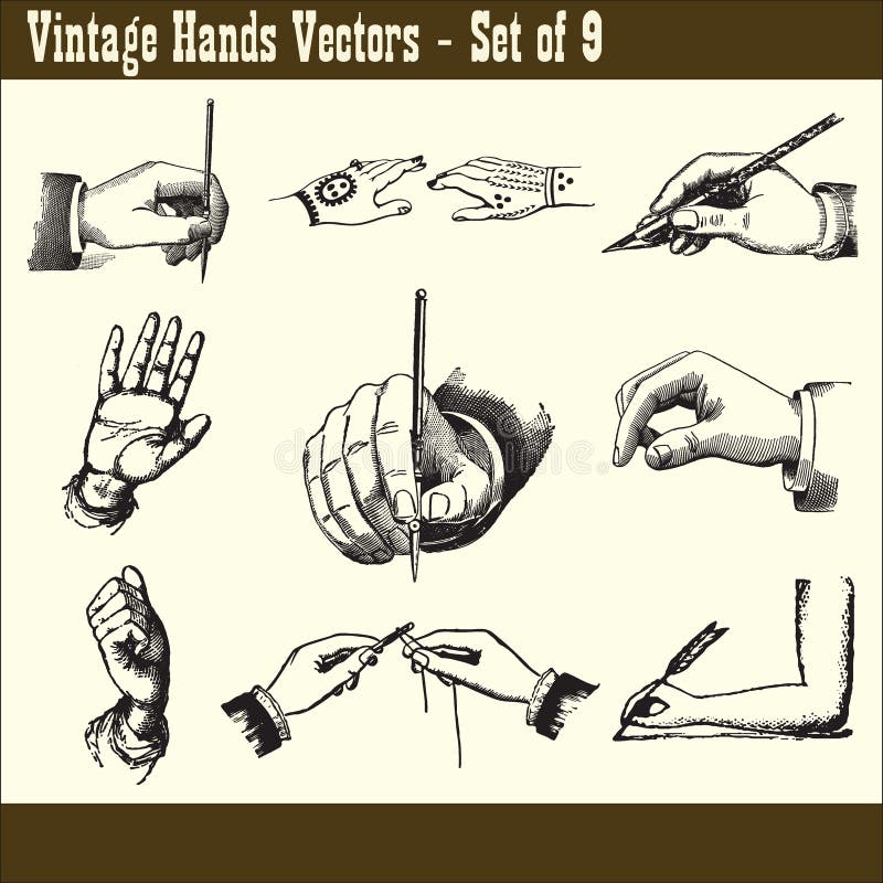 Set of vintage hands stock vector. Illustration of gesture - 18316084
