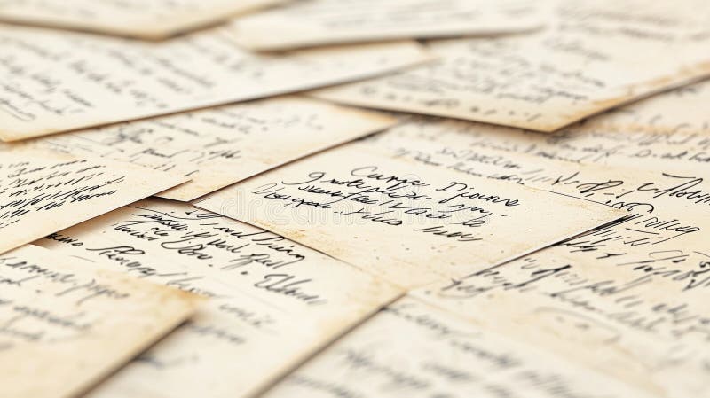 Vintage Handwritten Letters Scattered on a Table. Stock Image - Image ...