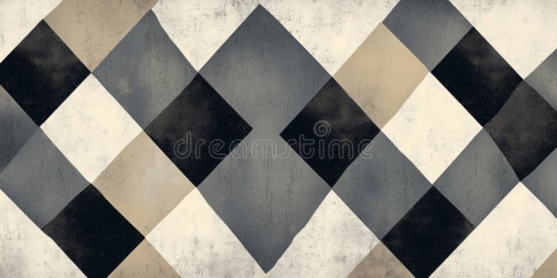 A Vintage Harlequin Pattern Dances on Aged Paper in Soft Gray, Beige ...