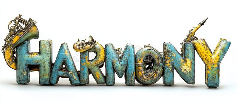 Vintage Harmony Rusty Musical Instruments Create the Word Harmony on ...