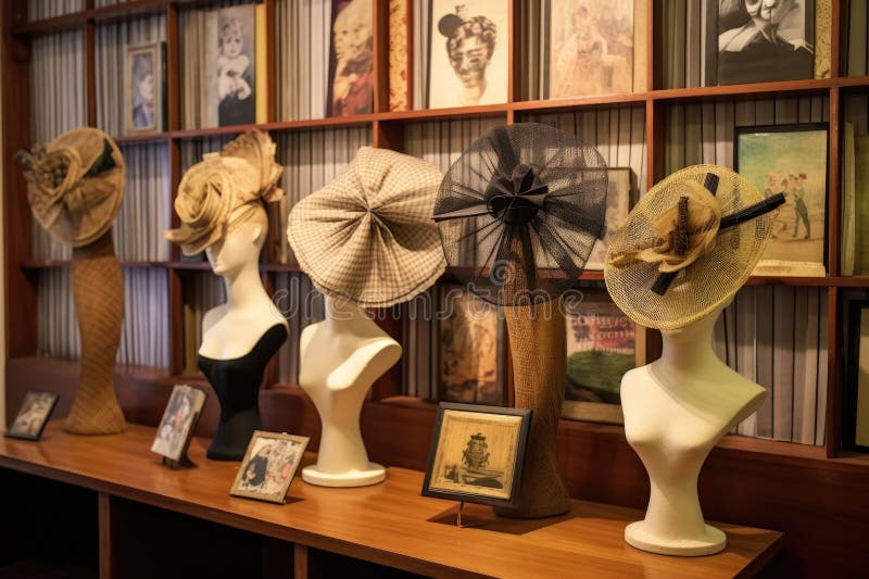 Vintage Hat-making Books and Patterns on Display Stock Illustration ...