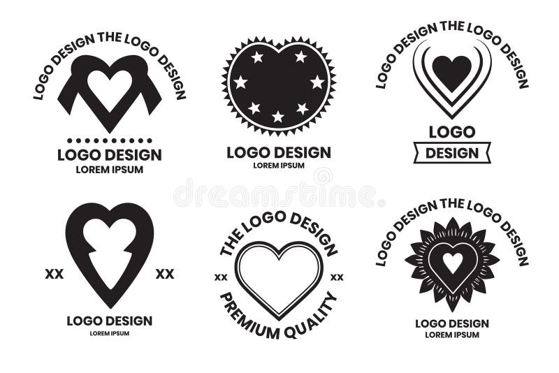 Vintage Heart Logo in Modern Minimal Style Stock Vector - Illustration ...