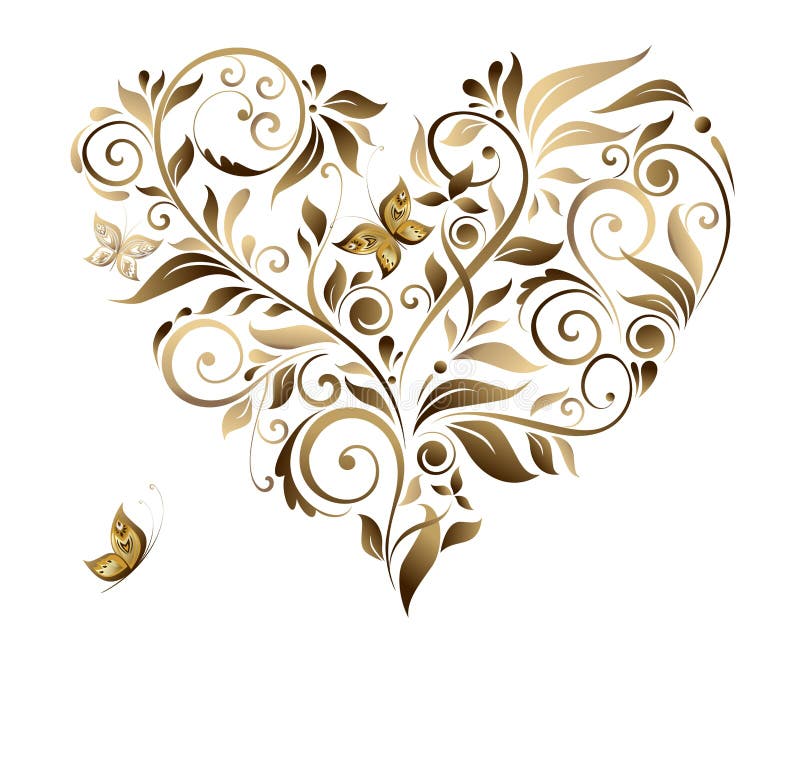 Vintage heart shape stock vector. Illustration of decoration - 53568324