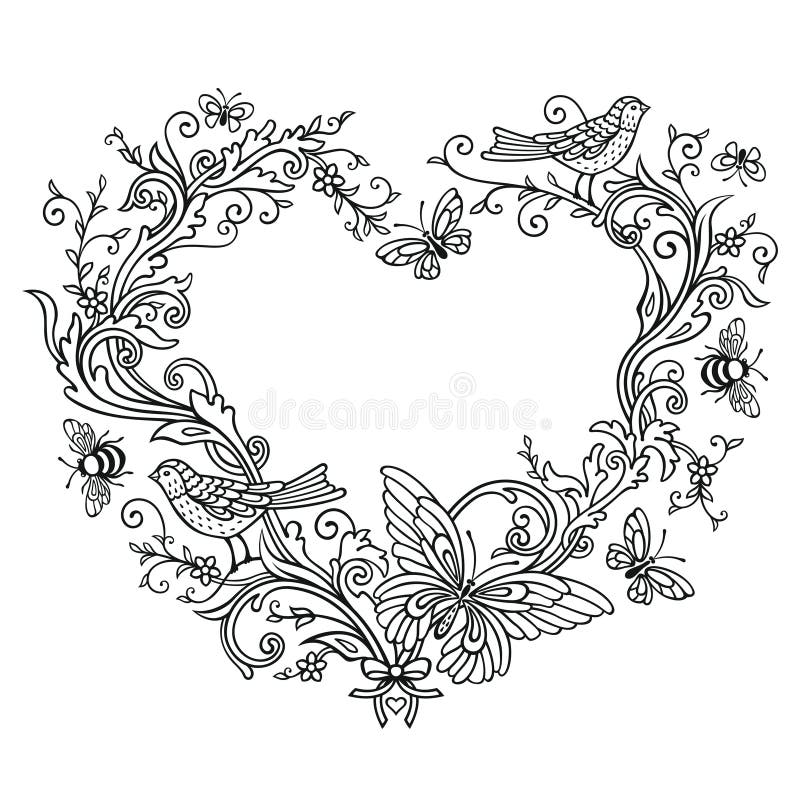 Vintage heart shape stock vector. Illustration of decoration - 78944017