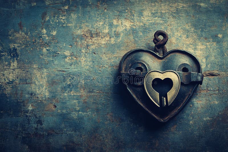 Vintage Heart-Shaped Lock and Key on a Rustic Surface Stock Photo ...
