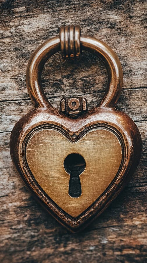 Vintage Heart-Shaped Lock and Key on a Rustic Surface Stock Photo ...