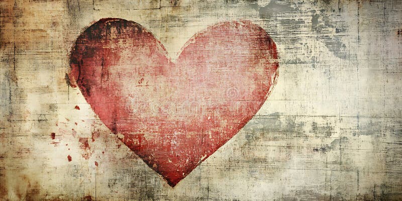 Vintage Heart Texture Grunge Red Heart Background Image Stock ...